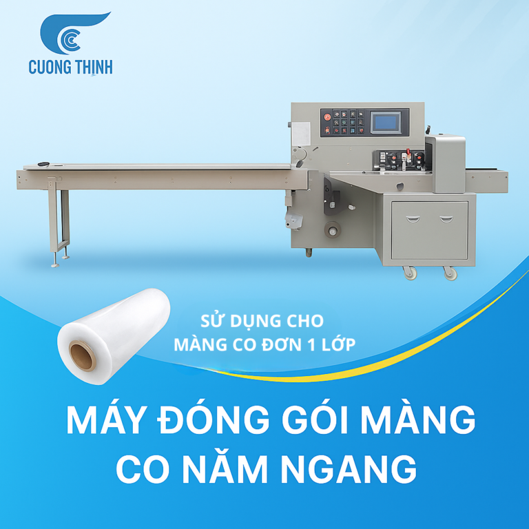 Máy đóng gói màng co nằm ngang giá tốt